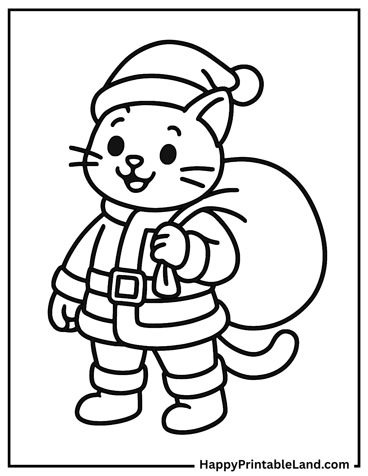 Christmas Cat Coloring Pages – HappyPrintableLand