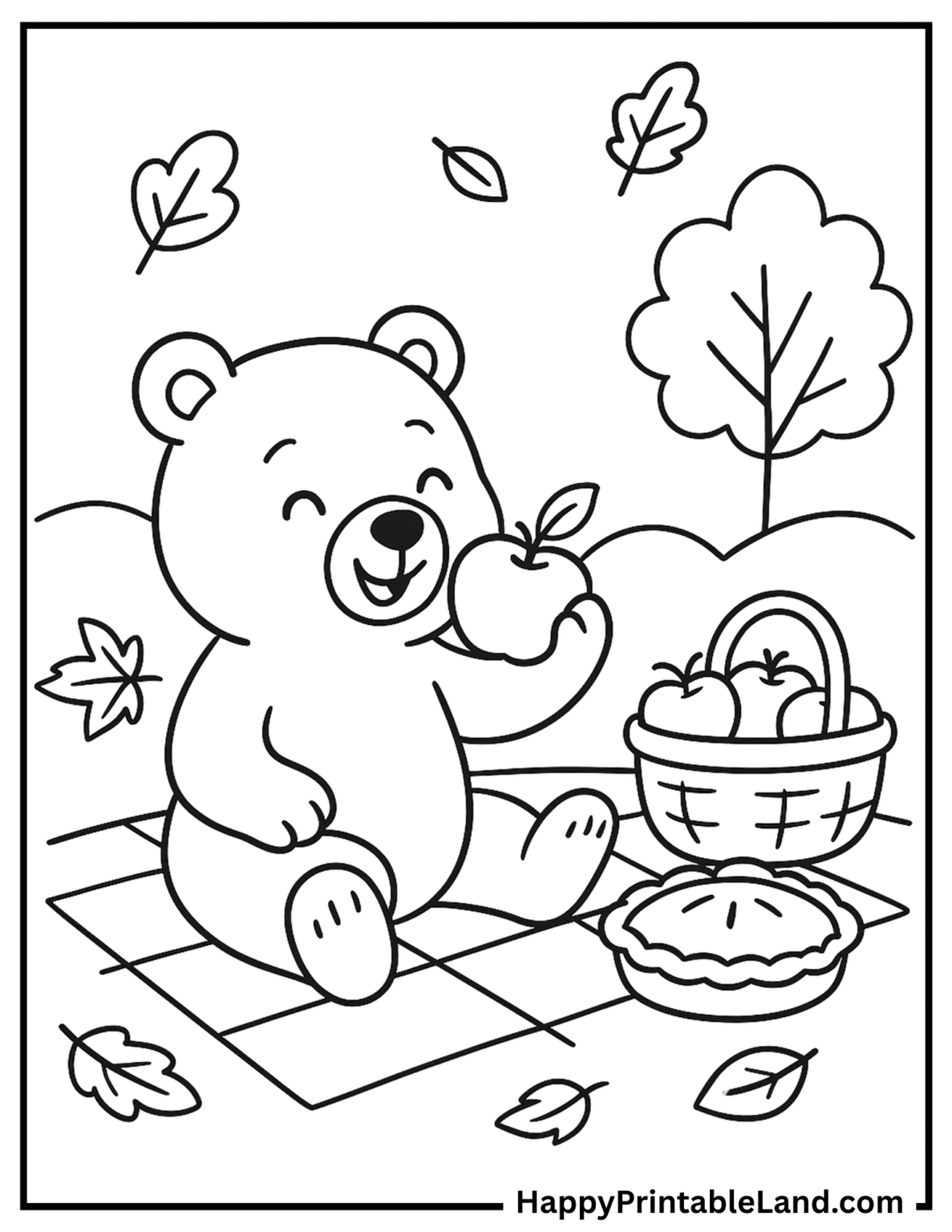 Fall & Halloween Bear Coloring Pages – HappyPrintableLand