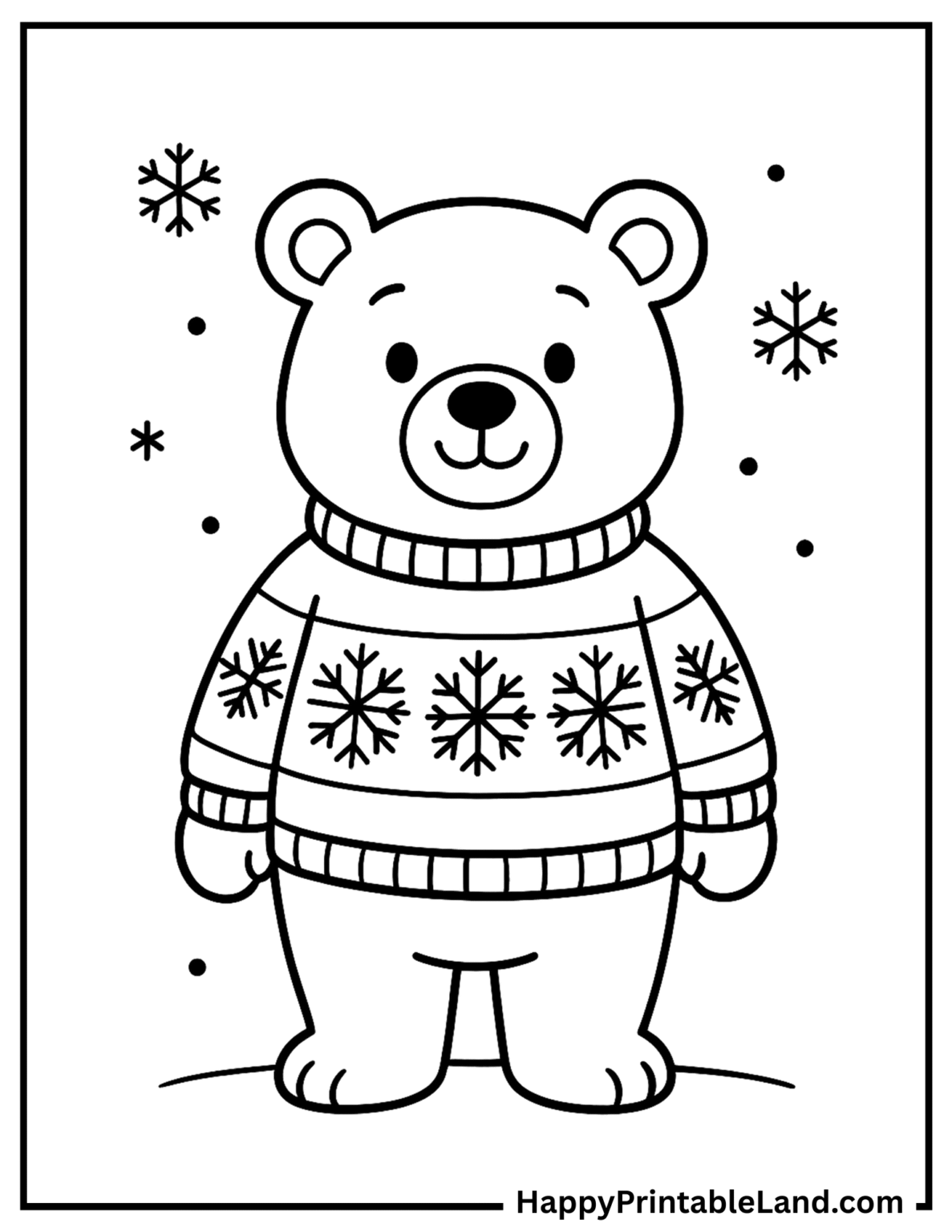 Winter Theme Bear Coloring Pages – HappyPrintableLand