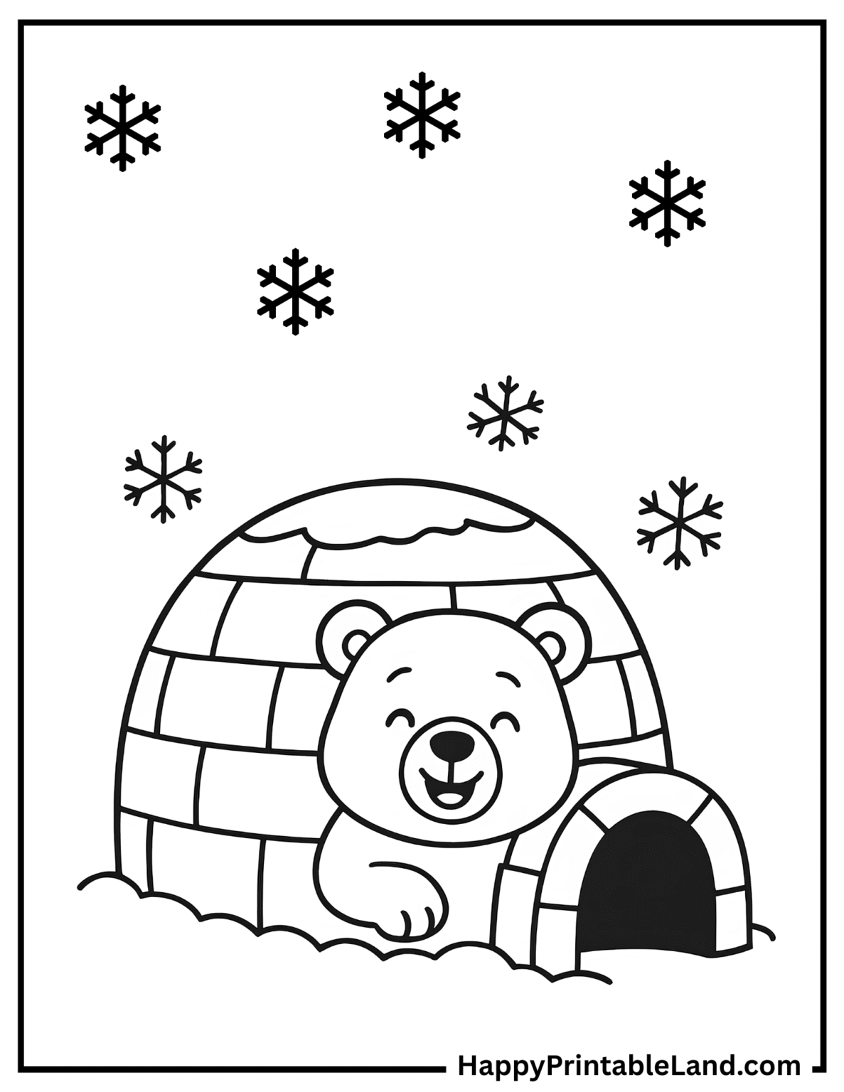 Winter Theme Bear Coloring Pages – HappyPrintableLand