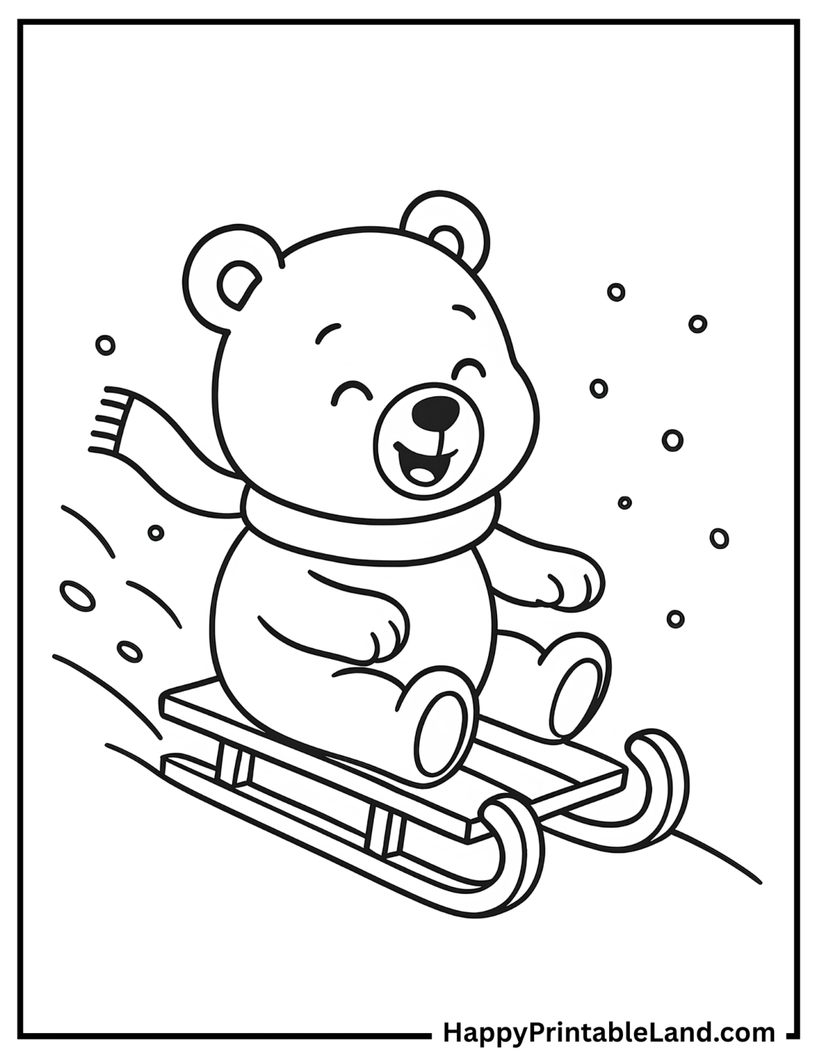 Winter Theme Bear Coloring Pages – HappyPrintableLand